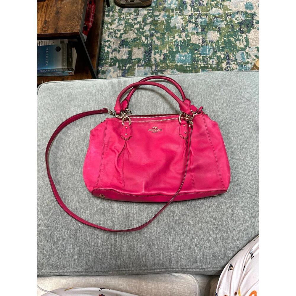 Coach Colette Pink Leather Carryall Hand Bag - Gem
